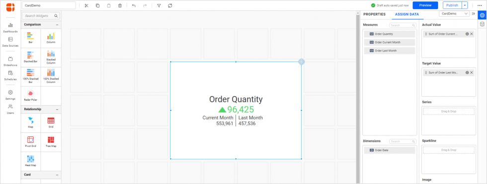 Turn on Insights Using the Right Card Widget | Bold BI